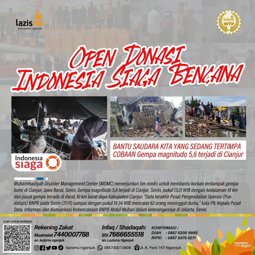 OPEN DONASI UNTUK GEMPA CIANJUR, JAWA BARAT - LazisMu